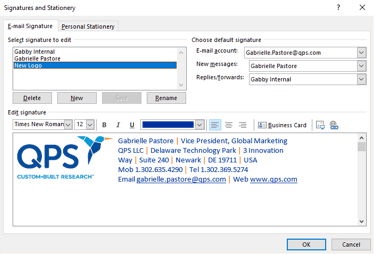 QPS email signature editor